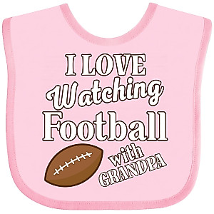 inktastic I Love Watching Football with Grandpa Baby Bib Pink 2dee7