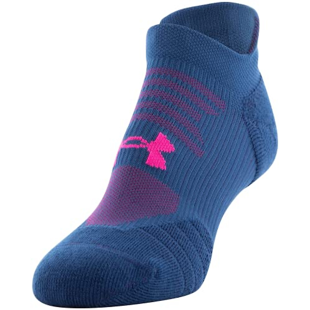 Under Armour Women's Play Up No Show Tab Socks, 3-Pairs , Deep Sea/Breaker Blue/Electro Pink , Medium