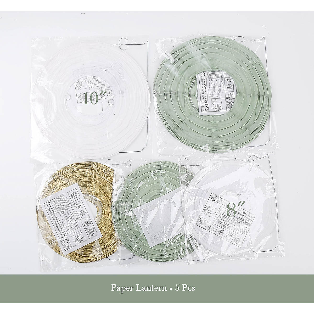 luckylibra Baby Shower Decorations,Welcome Baby Banners Paper Lantern Paper Flower Pom Poms（Sage Green Gold White）