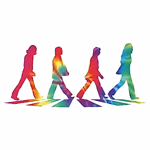 Beatles Abbey Road Sticker Crosswalk Decal Merchandise Memorabilia Album Record Iconic Band Pepper Vinyl Sticker | Premium Quality | 7-Inches | S041 (White-Tiedye)