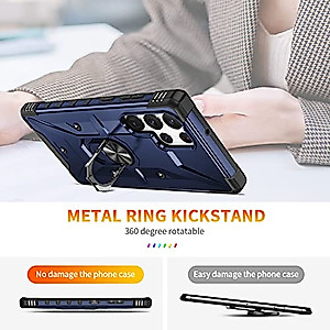 Jakeloo Cell Phone Cases, Cell Phone Holsters Cell Phone Case for Samsung Galaxy S23 Ultra 6.8"(PC+TPU) Shockproof/Ring Kickstand/Anti-wear/Fall-Resistant/Fingerprint Resistant (Blue)