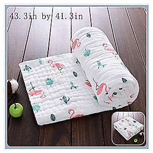 KOROTUS COLLECTION Muslin Baby Bath Towel Soft Cotton 6 Layers Receiving Blanket 43.3 x 41.4 Inches Organic Cotton Swaddle Blanket for Newborns Toddlers Boy Girl