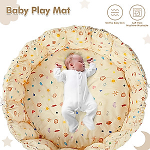 Patywaga 5 in 1 Thick and Plush Play Gym, Tummy Time Mat, Play Mat for Babies and Toddlers, Activity Gym, Baby Activity Center from Baby to Toddler, Ball Pit, Soft Plush Pet Bed, with 5 Toys(Beige)