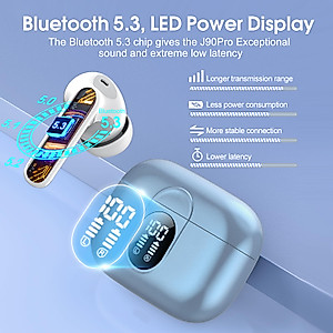 Wireless Earbuds 2024 Bluetooth 5.3 Headphones HiFi Stereo, 40H Playtime in-Ear Earbud, Bluetooth Earbuds with LED Power Display, IP7 Waterproof Wireless Earphones Sport Headset for Android iOS