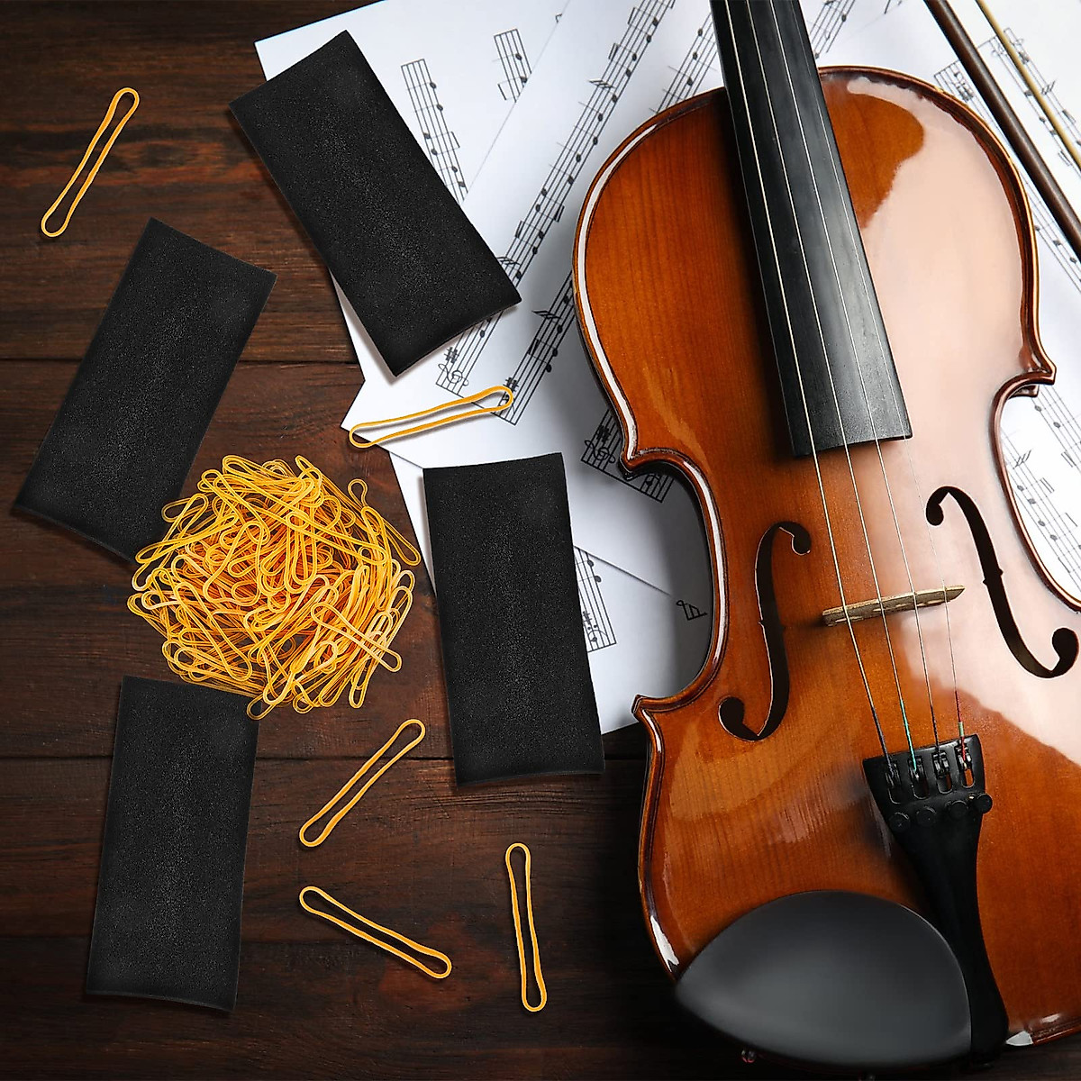 Yeshone 10 Pcs Children Violin Shoulder Rest Sponge Foam Violin Shoulder Pads Kids Soft Violin Sponge with Rubber Bands for Wedding Concerts Party, 3/4-1/2