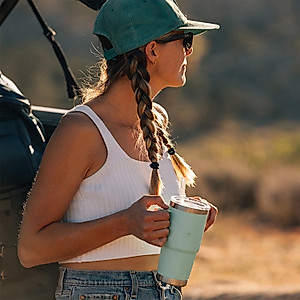 YETI Rambler 25 oz Tumbler with Handle and Straw Lid, Travel Mug Water Tumbler, Vacuum Insulated Cup with Handle, Stainless Steel, Agave Teal