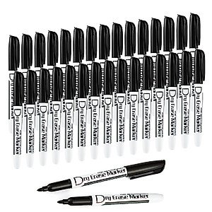 Volcanics Black Dry Erase Markers Low Odor Fine Whiteboard Markers Thin Box of 30