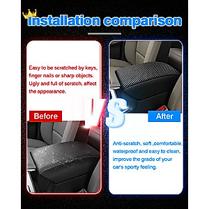 Autorder Center Console Cover for Ford Explorer 2020 2021 2022 2023 2024 Accessories Armrest Cover Carbon Fiber Anti-Scratch Middle Console Pad Leather Armrest Protector