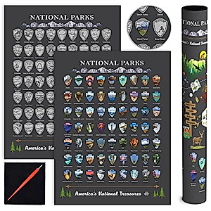 National Parks Scratch Off Map of United States Poster [Charcoal Grey], ALL 63 Parks, US Travel Map Print, USA Gift for Travelers Road Trip Adventure Journal, Fits 12”x16” frame by Bright Standards