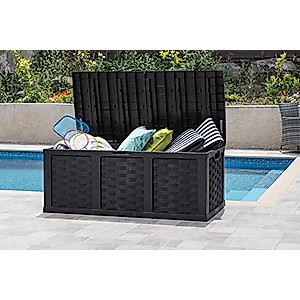 Starplast XXL Sit-On Rattan Style Storage Box: 167.5 Gallon Outdoor Plastic Bin, Weather & Water Resistant, 62.9 x 29.5 x 25 Inches, 2 Colors, 66-811