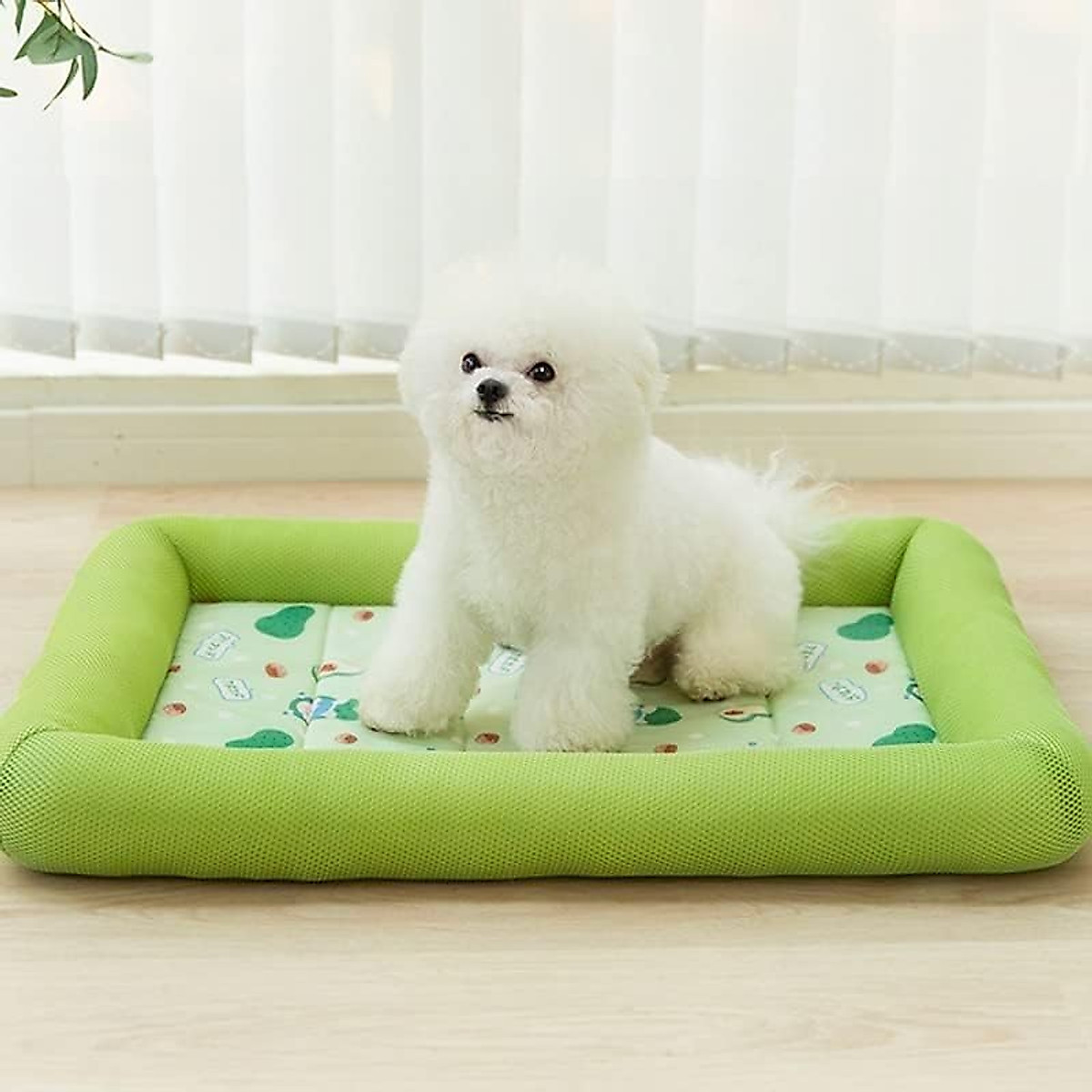 BUNGAA Dog Bed,Cool mat,Dog mat, Summer Cooling Pet Dog Mat Ice Pad Dog Sleeping Square Mats for Dogs Cats Pet Kennel Cool Cold Silk Dog Bed (Color : Square Snowman, Size : L)