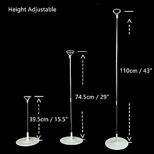 6 Set Balloon Column Kits, 43inch Tall Height Adjustable Reusable Clear Balloon Column Sticks Stands with Base for Table/Floor Centerpiece Holder for Baby Shower Graduation Party Decorations