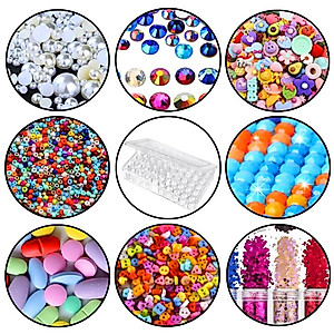 mpowtech 60 Grids Bead Organizer and Storage Diamond Painting Containers Portable Plastic Case Box Arts Crafts Storage for Seeds Beads Sewing Cosmetic Nail Glitter Powder Small Parts Rhinestones