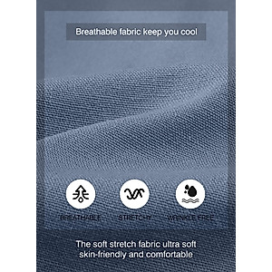 JMIERR Men Shorts Linen Cotton Casual Classic Fit Flat Front Elastic Waist Drawstring Lightweight Summer Beach Shorts for Men US 34 (Medium) Blue