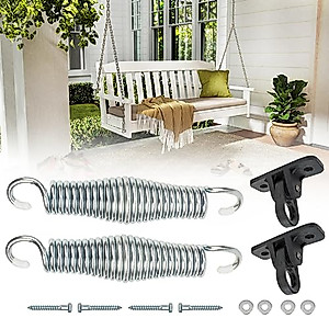 GOMADEIT Heavy Duty Porch Swing Hanging Kit, Steel Porch Swing Hardware for Hammock Chairs Ceiling, w/Swing Hanger and Swing Spring, 800 lb, 360° Swivel