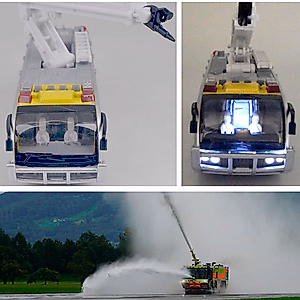 Ailejia Airport Fire Trucks Toy for Boys Fire Engine Toys Fire Engine Pullback Friction Toy Airport Rescue Diecast Vehicle Model (Yellow)