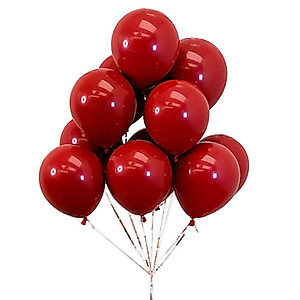AnnoDeel 50pcs 10inch Red Ruby Latex Balloons, Red Round thick Ruby Double Latex Balloons for Love Bride Wedding Valentine Day Party Decoration Supply