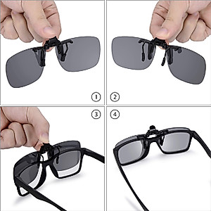 READOPTICS Clip on Sunglasses for Prescription or Non Prescription Specs, Polarized UV Protection, Flip Up Lightweight Lenses Attach Easily. 2 Pack Read Optics