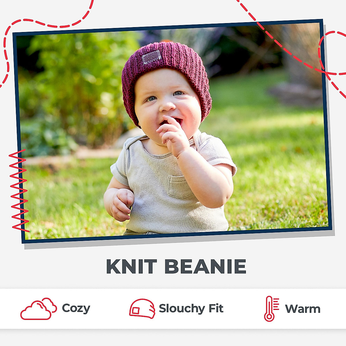 Love Your Melon Beanie for Babies - 100% Soft Cotton Stretchable Pom Beanies Knitted Winter Hats for Baby Boys & Girls - Thick & Stylish Knit Hat Skully Caps Head & Ears Warmer (Black Speckled)