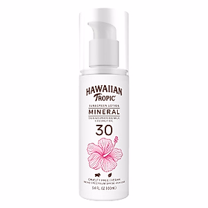 Hawaiian Tropic Mineral Skin Nourishing Milk Sunscreen SPF 30, 3.4oz | Sun Milk, Zinc Oxide Sunscreen, Mineral Sunblock, Oxybenzone Free Sunscreen, Travel Size Sunscreen, 3.4oz