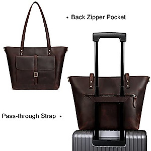 S-ZONE Women Vintage Genuine Leather Tote Bag Large Shoulder Purse Work Handbag