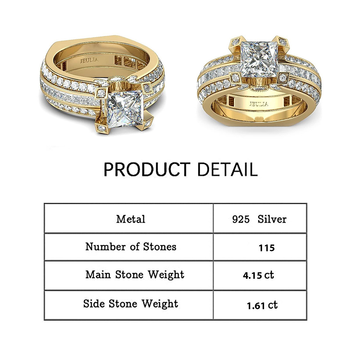 Jeulia Diamond Wedding Ring Set for Women: Sterling Silver Interchangeable Halo Bridal Set Engagement Anniversary Promise Ring Valentine's Jewelry Gift with Box