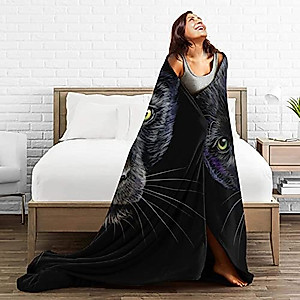 Panther Throw Blanket Realistic Animal Head Plush Fleece Flannel Blanket Ultral Soft for Sofa Couch Bed Living Room Pet Suitable for All Seasons 50"x40"