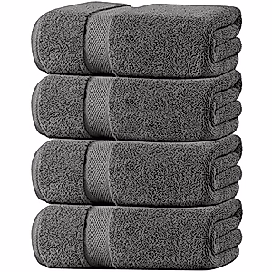 Oakias Grey Bath Towels – 4 Pack – 27 x 54 Inches – Highly Absorbent, 600 GSM Fluffy & Soft Luxury Bath Sheets