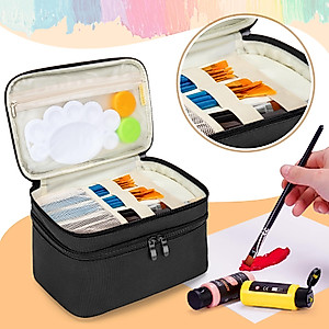 BAFASO Acrylic Paint Organizer Holds 24 Bottles of 2 fl.oz Acrylic Paint, Acrylic Paint Storage Case with Tools Storage Section (No Accessories Included), Black