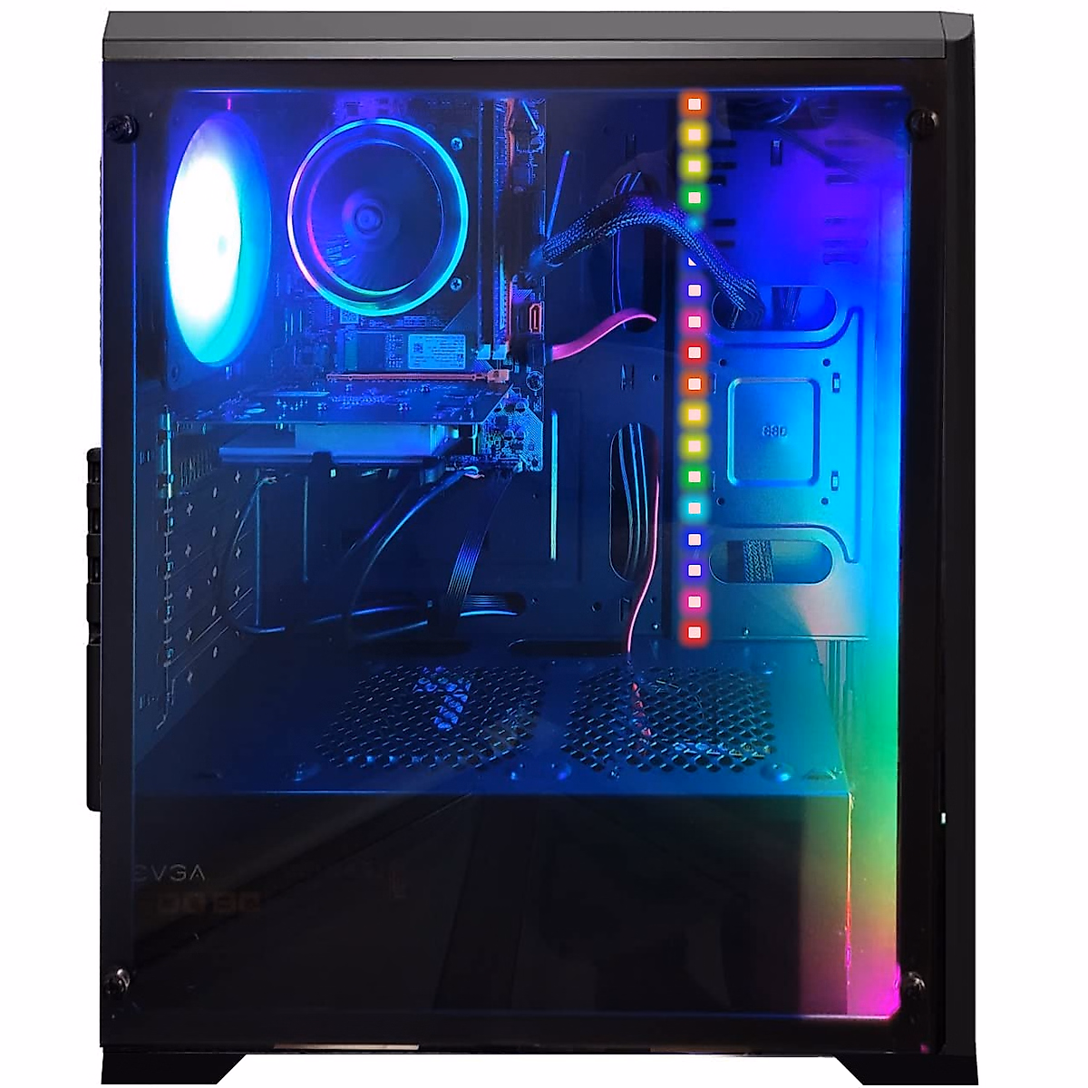 Ssrotho Gaming PC Windows 10 Professional Desktop Tower Computer, Intel Quad-Core i7 3.4Ghz, 8GB RAM, 256GB SSD, WiFi Adapter, GeForce GT 730 2GB GDDR5, RGB Lighting Case