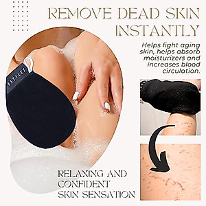 ESTYLEZ Exfoliating Gloves, 2 pcs- Body Exfoliator Mitt (Black) for Dead Skin Remover, Deep Cleaning Shower Gloves - Effective for Spray Tan Removal or Keratosis Pilaris for Men and Women