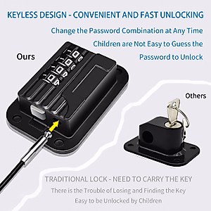 2 Pack Refrigerator Lock, Heavy Duty Combination Fridge Freezer Lock, Keyless Child Baby Safety Lock for Cabinets, Drawers, Closets, Doors, Window, cerradura de nevera