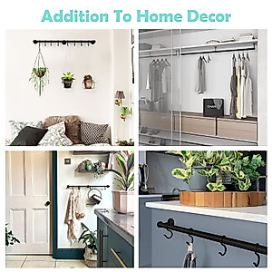 ROTHLEY Hanging Pot Rack Hanger: 23.7 Inch Stainless Steel Pot and Pan Hanger Pot Rack Wall Mounted Hanging Pots and Pans Rack Pot Hangers for Kitchen Wall Kitchen Rail with Hooks（Matt Black）