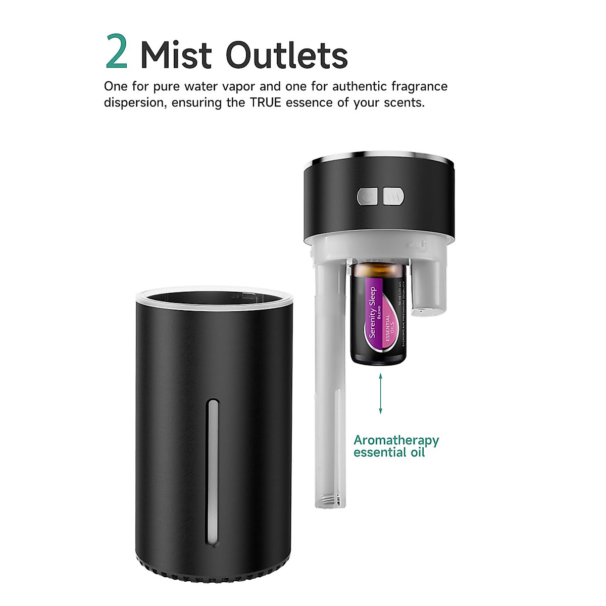 Car Diffuser Humidifier with Colorful Light, Auto Shut-Off, 2 Mist Modes, Car Diffusers for Essential Oils, USB Mini Humidifier for Car, Office Destop, Bedroom (Black)