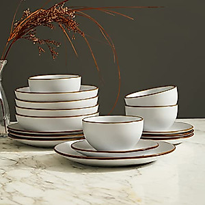 Stone Lain Brasa 16-Piece Dinnerware Set Stoneware, White, 16-Piece Service for 4