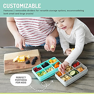 melii Mini Snackle Box – 6 Compartments, Divided Snack Container, Food Storage for Kids and Adults, Removable Dividers, Arts & Crafts, Beads, BPA-Free, Grey