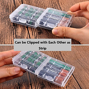 HOMEFUNTIME Battery Case AA/AAA Battery Holder Container Compact Portable Organizer Storage Case Insulative Plastic Clear Protective Battery Case for Travelling/Home/Office/School/Garage(4 PCS)