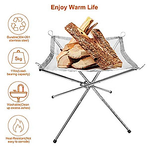 Hoedia Portable Fire Pit Outdoor 16.5 Inch Camping Fire Pit Foldable ...