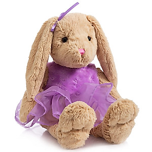 HollyHOME Ballet Bunny Stuffed Animal Plush Rabbit in Gauzy Dress Cute Easter Bunny Doll for Kids 21 inch Purple