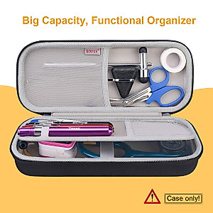 BOVKE Hard Stethoscope Case for 3M Littmann Classic III, Lightweight II S.E, Cardiology IV Diagnostic, MDF Acoustica Deluxe Stethoscopes - Extra Room for Taylor Percussion Hammer and Penlights, Black