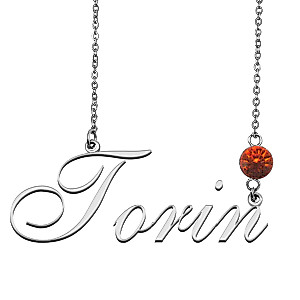 Custom Family Name Necklace Torin with Birthstone in Silver Gold