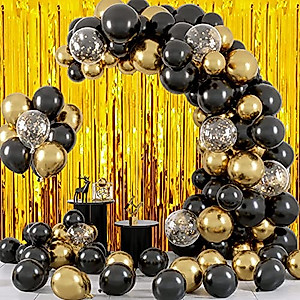 Mtkocpk 3-Pack 3.2x8 Feet Gold Foil Fringe Backdrop Curtains Party Decorations - Perfect for Parties, Baby Showers, Gender Reveals, and Disco Fun, Party Backdrops Decor