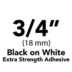 Brother 3/4" (18mm) Black Print on White Extra Strength Adhesive P-Touch Tape for Brother PT-D450, PTD450 Label Maker