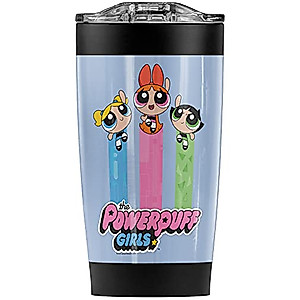 Logovision Powerpuff Girls Fly Stainless Steel Tumbler 20 oz Coffee Travel Mug/Cup, Vacuum Insulated & Double Wall with Leakproof Sliding Lid | Great for Hot Drinks and Cold Beverages