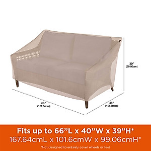 Modern Leisure Chalet Patio Loveseat Cover - Weather-Resistant Fabric - Outdoor Furniture Protection Perfect for Patio, Deck, and Porch - 66" L x 40" W x 39" H - Beige - 1-Pack