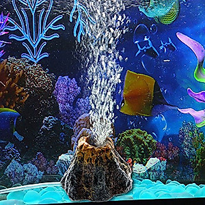 RunXF Aquarium Ornament Volcano Fish Tank Bubble Stone Decoration Bubbler Large Decor Landscaping (Small with Bubbler)
