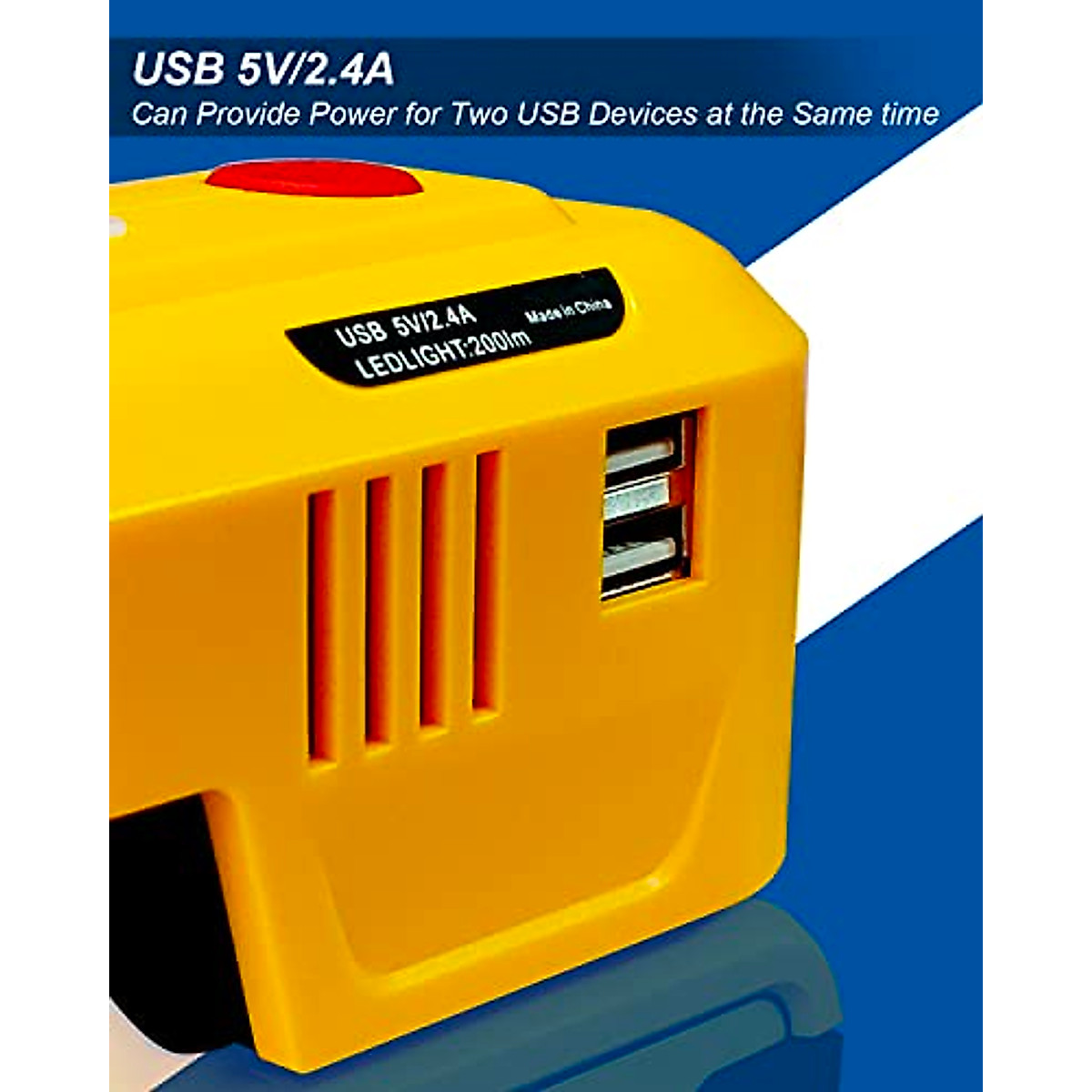150W Power Inverter Generator Fit for Dewalt 18V 20V MAX XR Li-ion Battery, DC 20V to AC 110V-120V Portable Power Station with Dual USB Outlet and AC Outlet and 200LM LED Light Battery Inverter