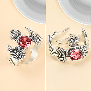 VESODA 925 Sterling Silver Adjustable Feather Ring Vintage Personality Leaf Rings Women Men (silver, 19mm)