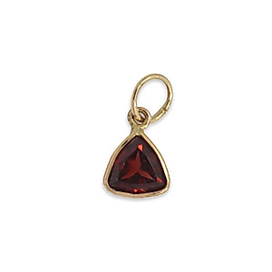 Garnet Charm 5mm Triangle-Shape Handmade In 14k Yellow Gold