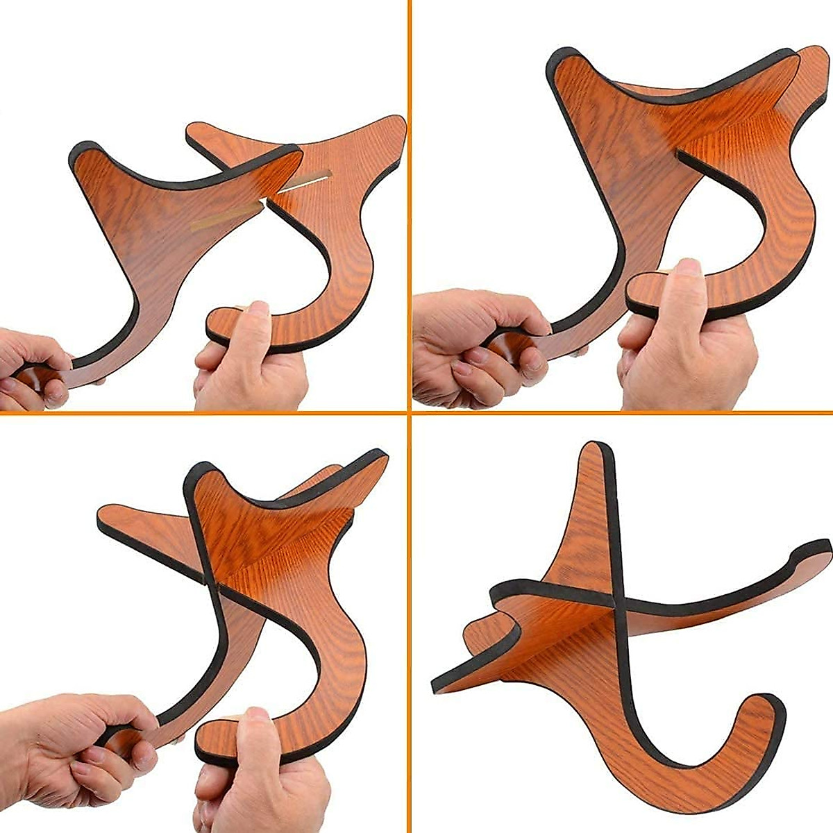 Aebor Portable Wooden Ukelele Stand Holder, Portable Wood Ukulele Stand for Small Guitar, Violin, Banjo, Mandolin